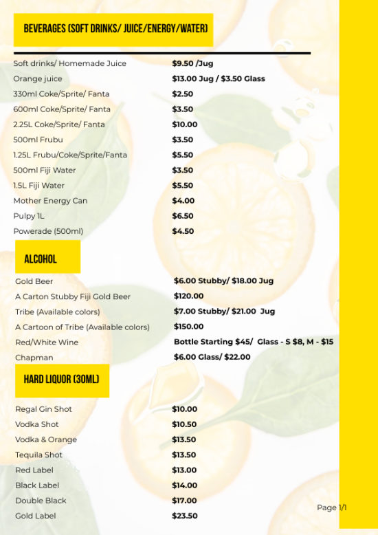 Drinks Menu | Chinese Cuisine Restaurant